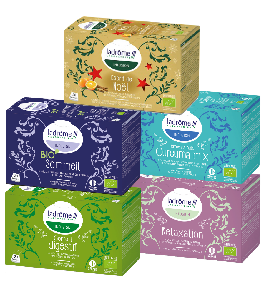 Kit de 5 infusions de plantes bio – Ladrôme Laboratoire